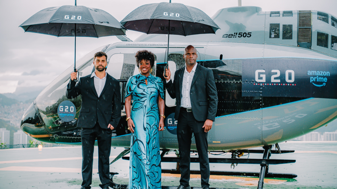 Viola Davis chega ao Rio de Janeiro para o lançamento do filme G20, que ...